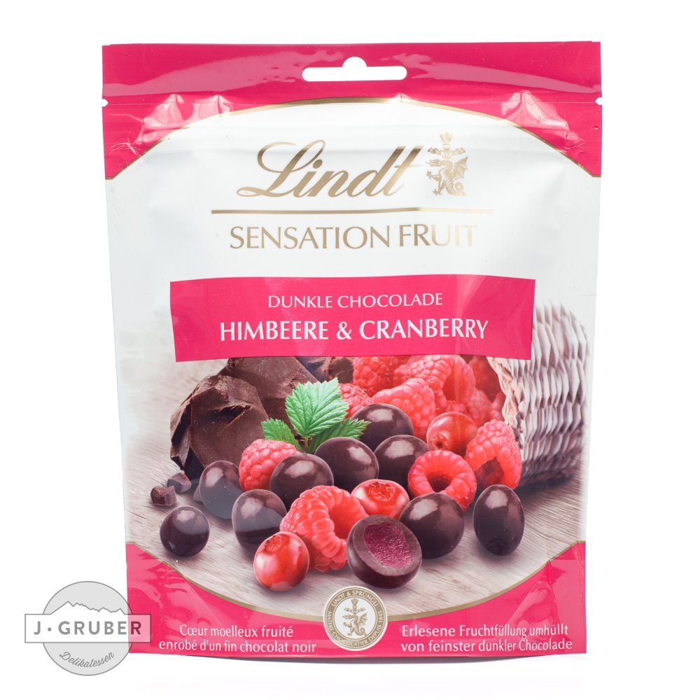 Lindt Sensation Fruit malina & brusinka 150 g